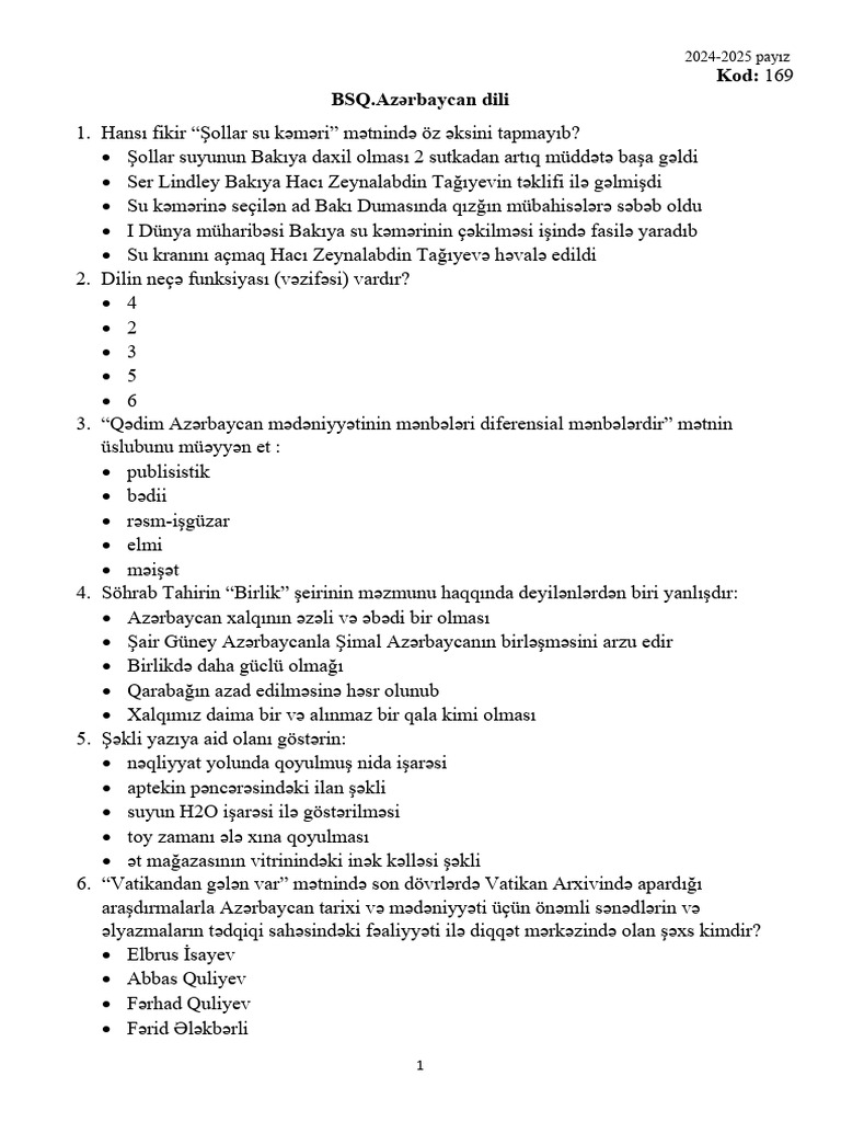 169 1. M T M S M 2. 4 2 3 5 6 3. M Yy Net: SM-M T 4.: Kod: BSQ - Az Rbaycan Dili | PDF