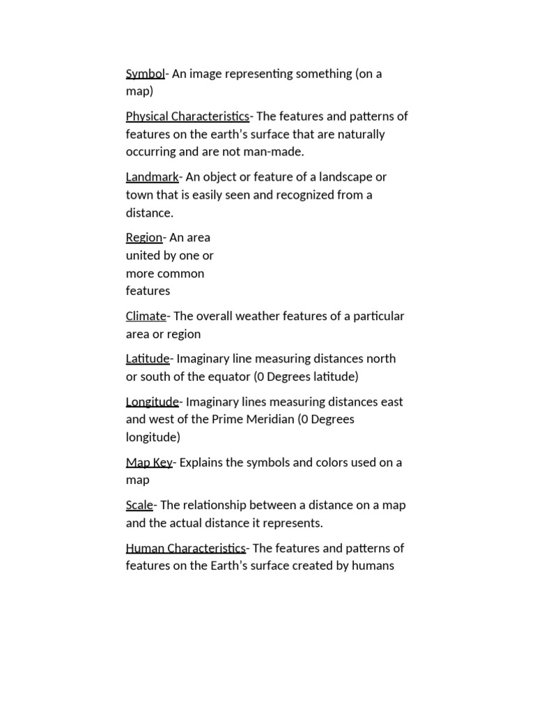 Geography Terms and Map Features | PDF