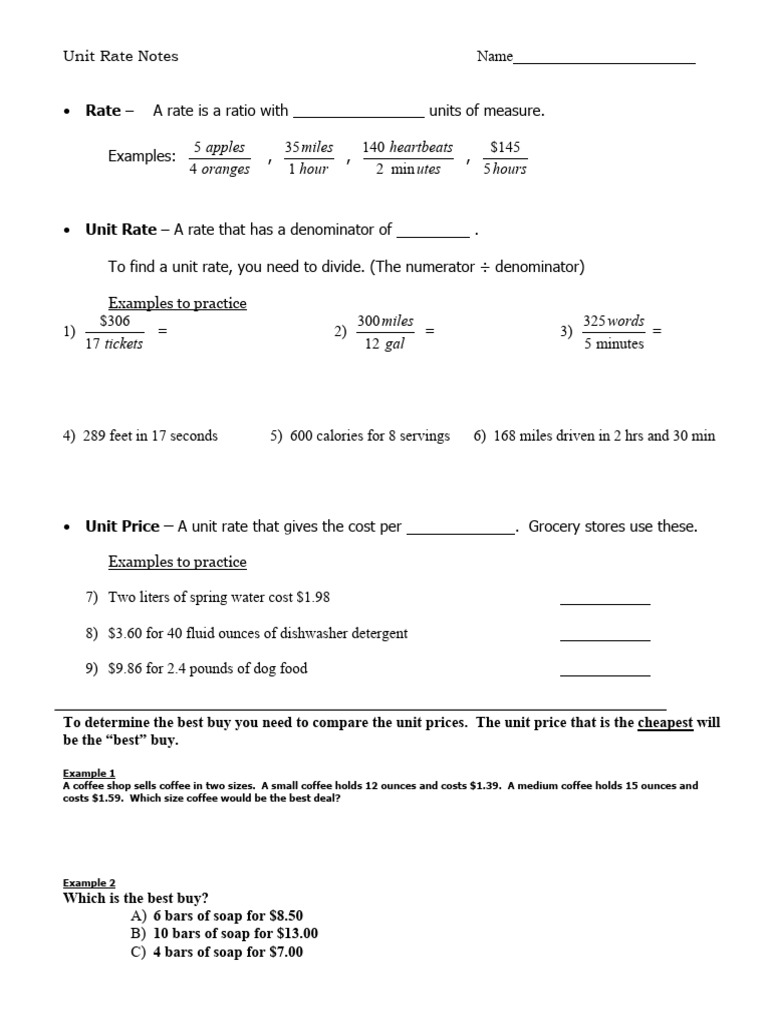Understanding Unit Rates and Prices | PDF