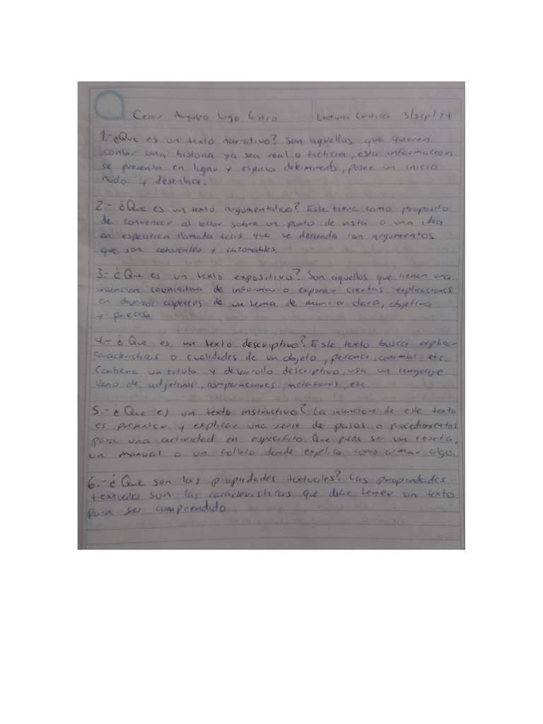 15 Preguntas Textos y Sus Características Principales | PDF