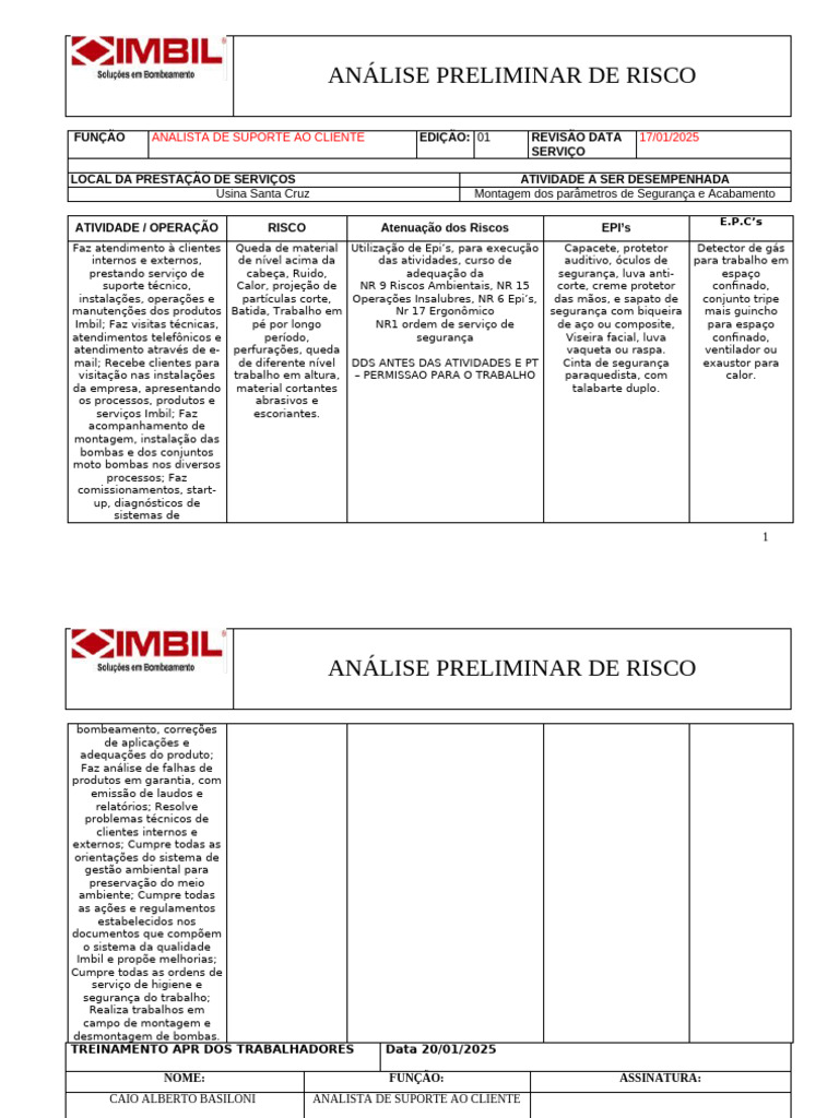 Analise Preliminar de Risco | PDF