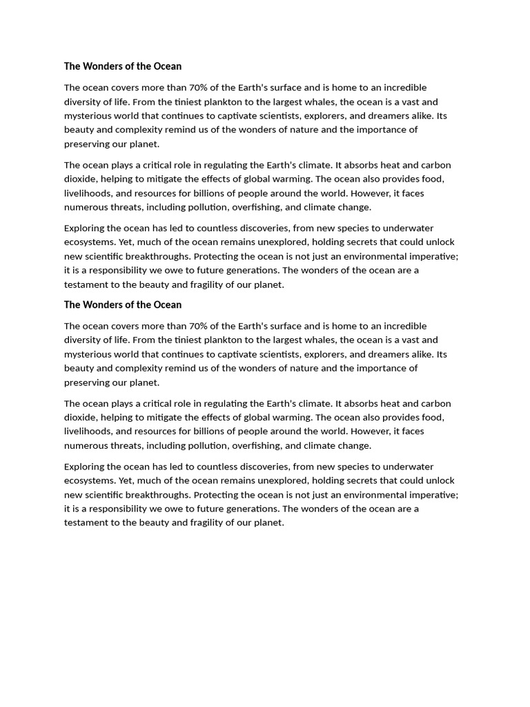 Ocean's Role & Conservation | PDF