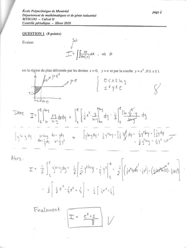 Mth1002 Intra H2010 - Question _ Solution | PDF