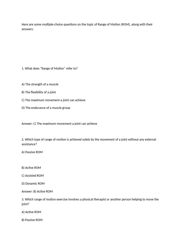 FON MCQS | PDF | Anatomical Terms Of Motion | Flexibility (Anatomy)