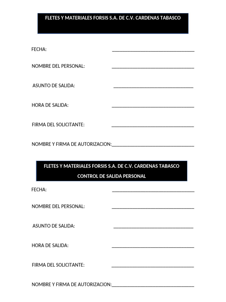 PASE DE SALIDA PERSONAL | PDF