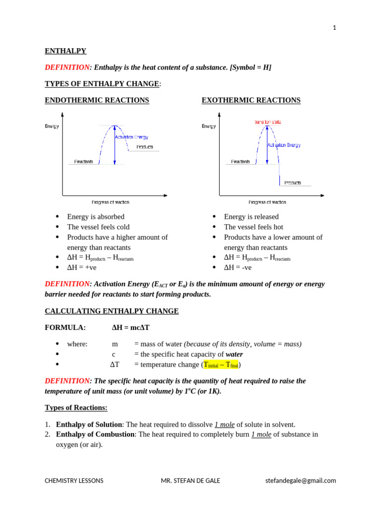 Enthalpy Past Papers | PDF | Enthalpy | Heat