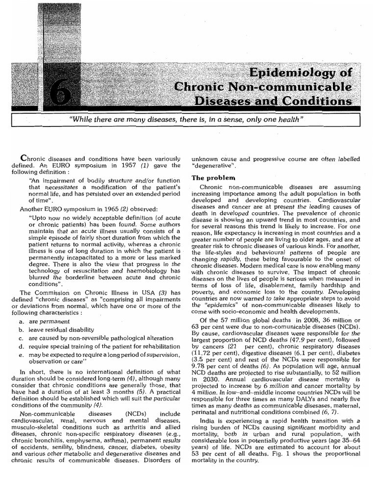 Chapter 6 Epidemiology of Chronic Non Communicable Diseases | PDF