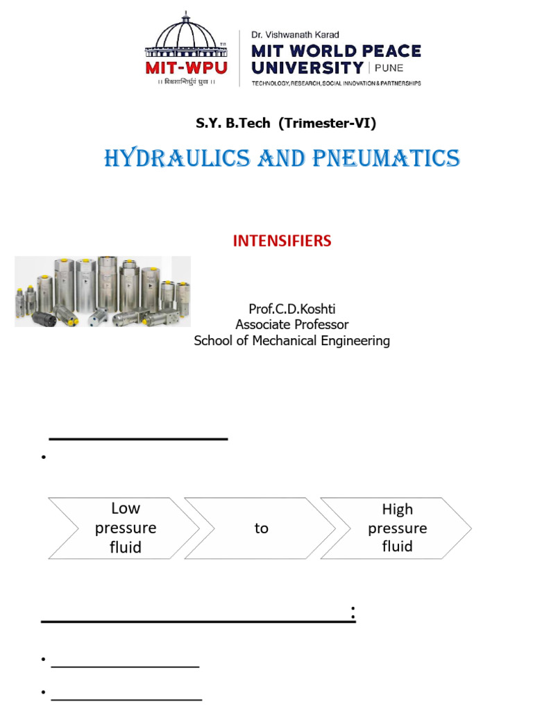 Unit-II Pressure Intensifiers | PDF