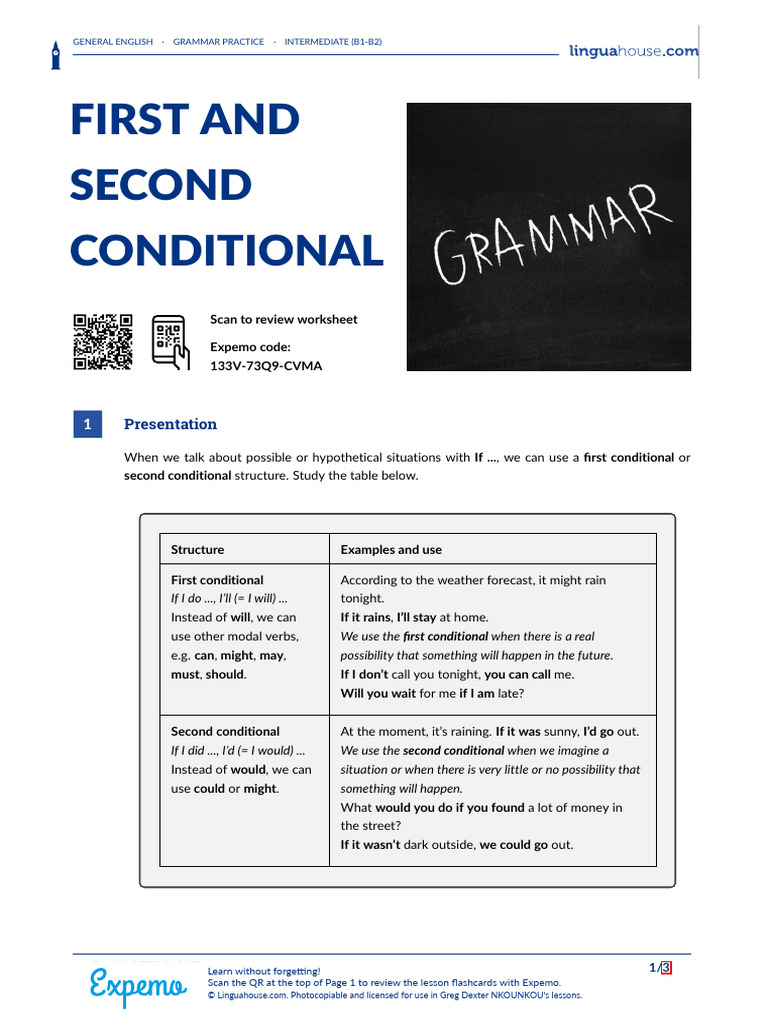 First and Second Conditional Guide | PDF | Language Mechanics | Grammar