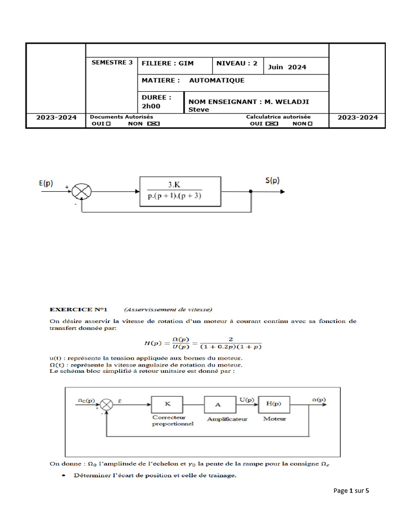 Td3 Automatique Gim Final | PDF | Régulation | Électrotechnique