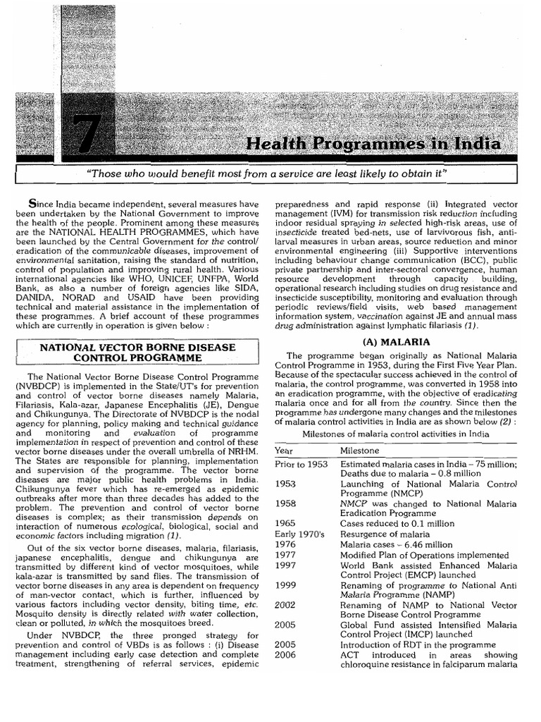 Chapter 7 Health Programmes in India | PDF