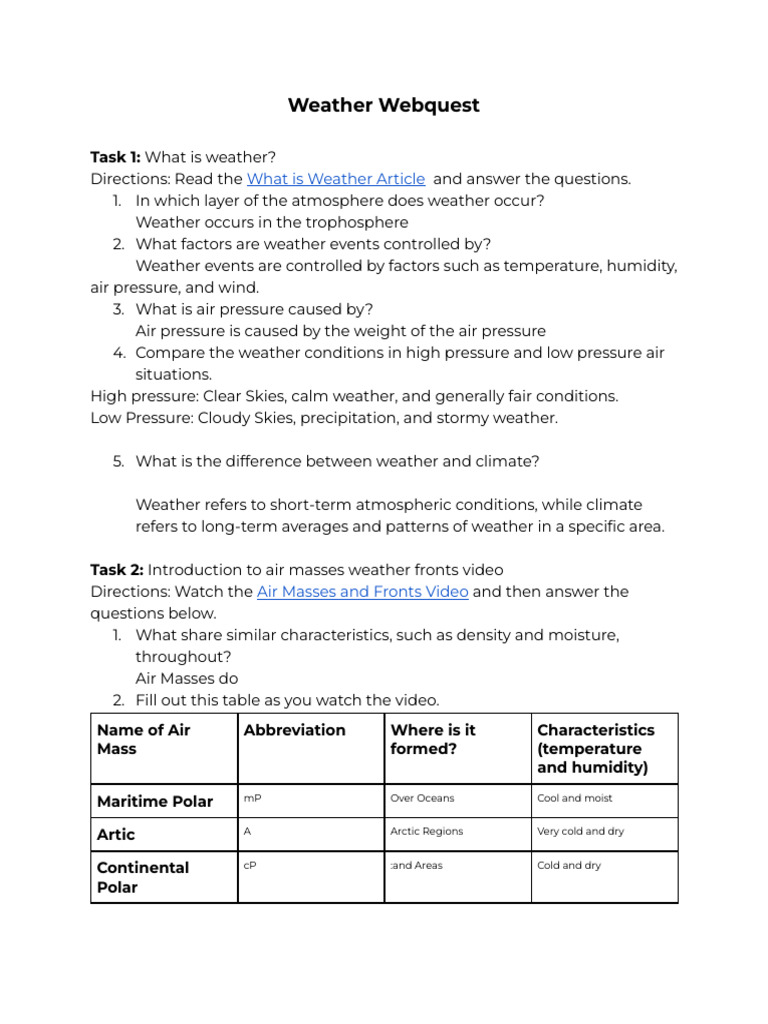 Weather Webquest | PDF | Weather | Oceanic Climate