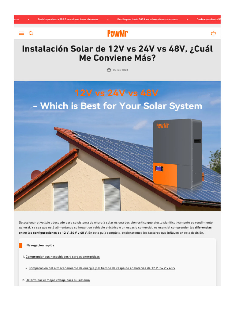 Instalación Solar de 12V Vs 24V Vs 48V, ¿Cuál Me Conviene Más? - PowMr ...