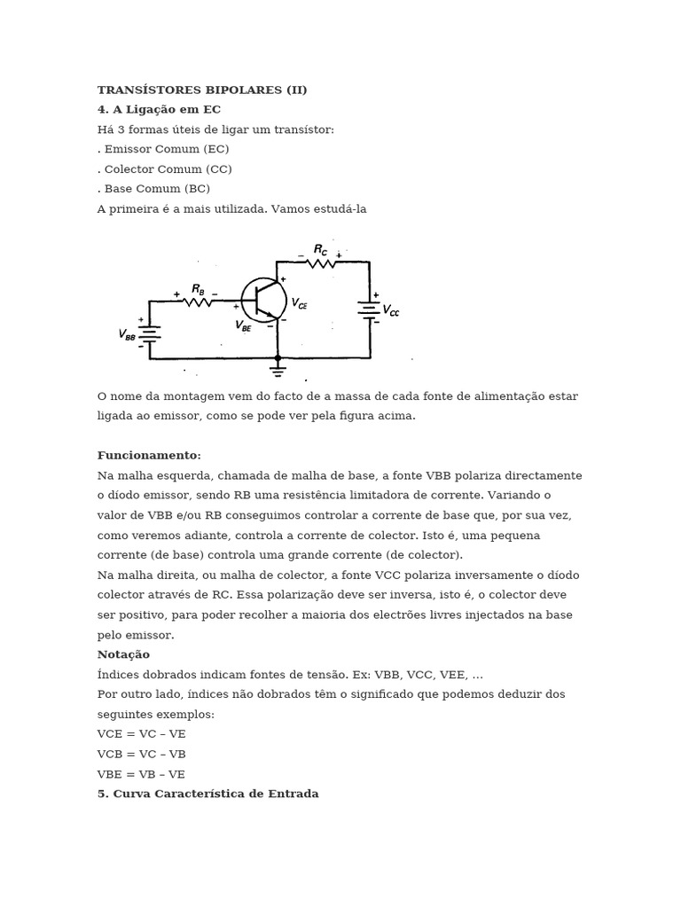 Funcionamento do Transistor Bipolar em EC | PDF | Diodo | Engenharia ...