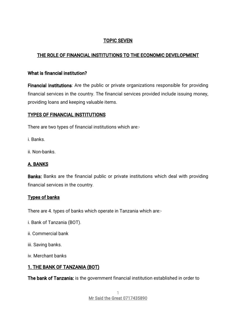 Financial Institutions in Economic Development | PDF | Banks | Welfare