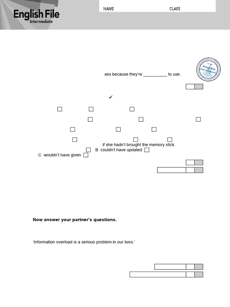 EF4e - Int - Week 10 Test 2 | PDF