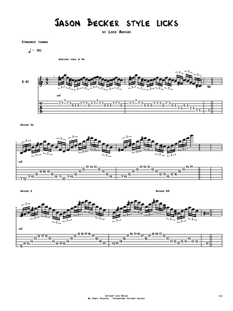 Jason Becker Style Licks | PDF | Freedom Of Expression Law | Copyright Law