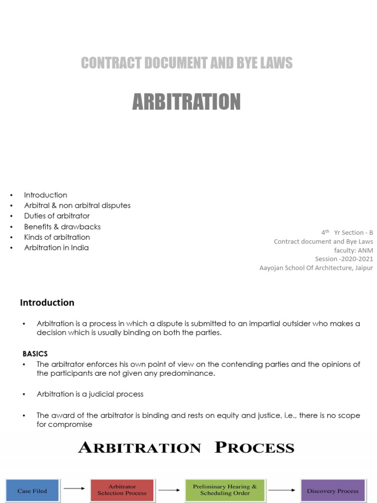 Unit 1 - L 3 Arbitration | PDF | Arbitration | Strike Action