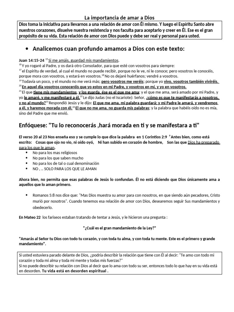 La Importancia de Amar A Dios | PDF | Amor | Creencia religiosa y doctrina
