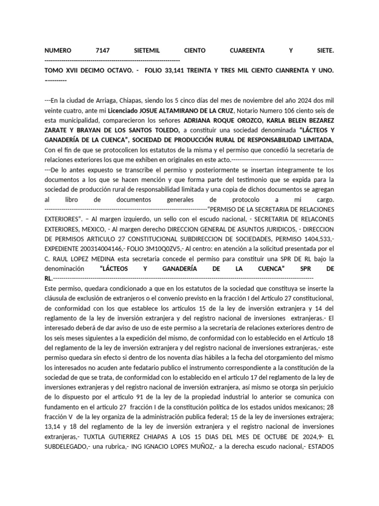 Acta Constitutiva RL | PDF | Sociedad de responsabilidad limitada | Comisión Europea
