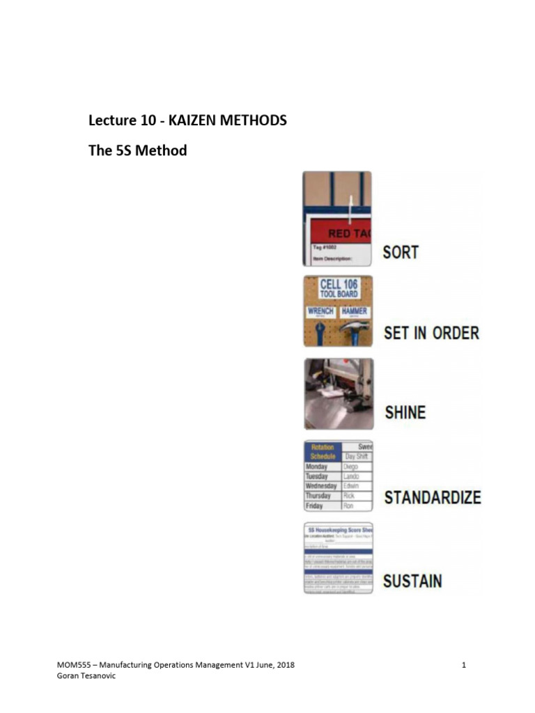Lecture 10 - KAIZEN Methods 5S | PDF | Housekeeping | Operations Management