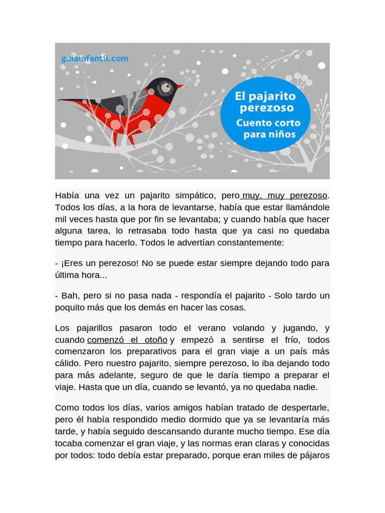 Había una vez un pajarito simpático | PDF