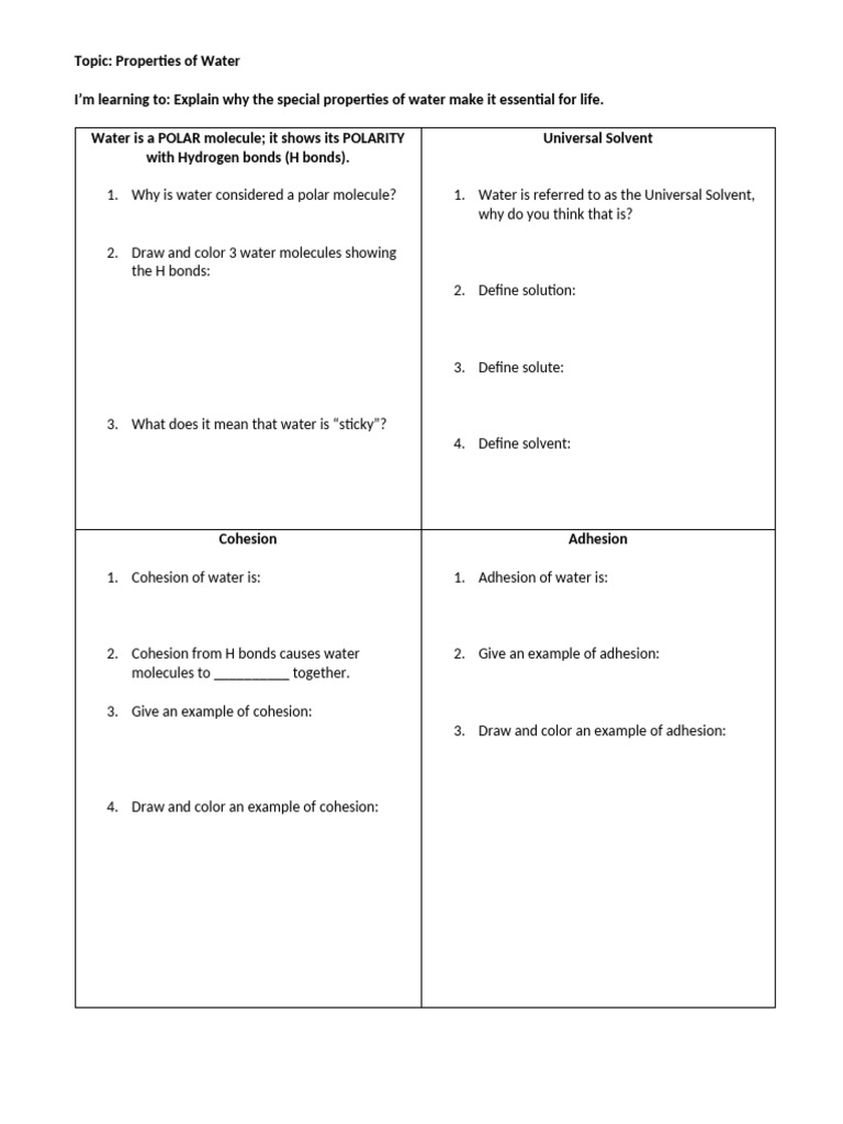 Properties of Water Chart | PDF | Properties Of Water | Water