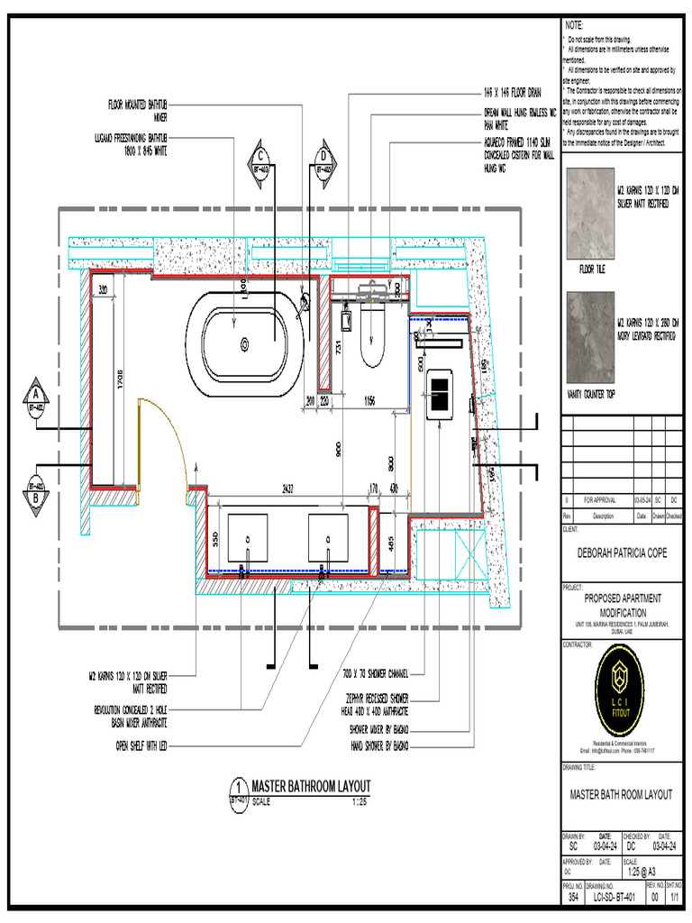 Marina Bathroom Shop Drawing | PDF | Engineering | Design