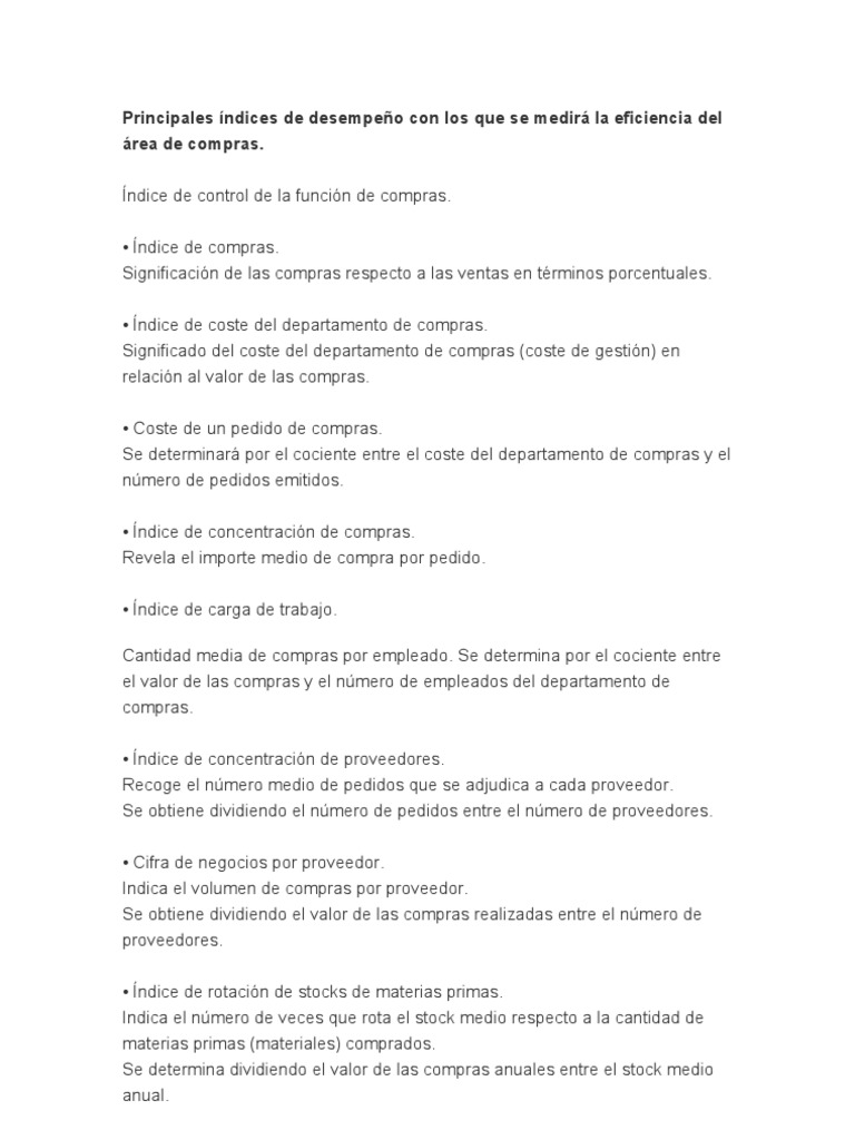 Indicadores de Compras | PDF | Inventario | Economias