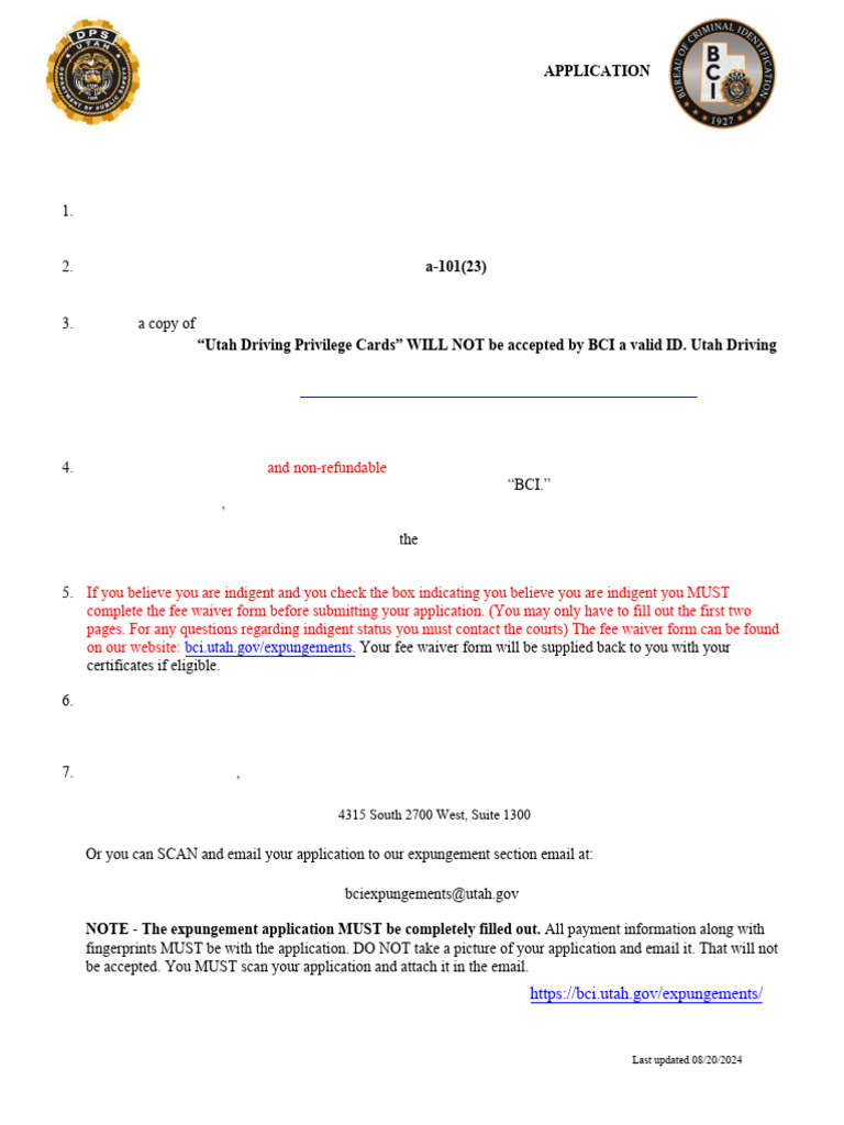 Expungement Application | PDF | Identity Document | Credit Card