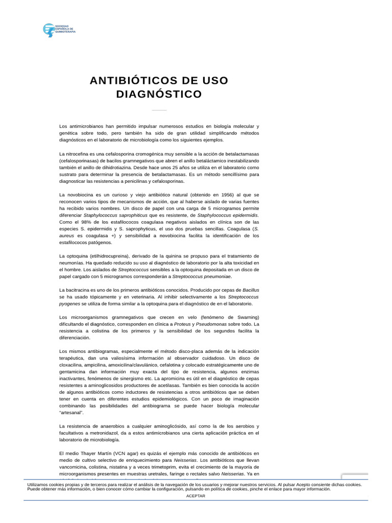 Antibióticos de Uso Diagnóstico - SEQ | PDF | Inmunología | Microbiología