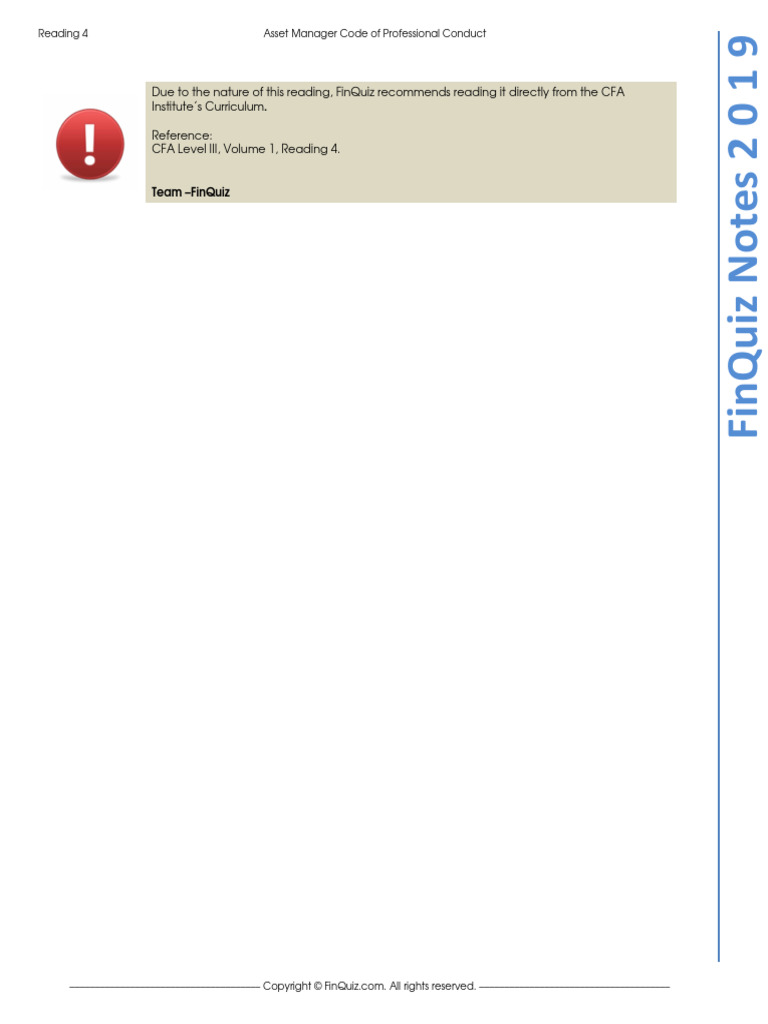 FinQuiz - Curriculum Note, Study Session 2, Reading 4 | PDF