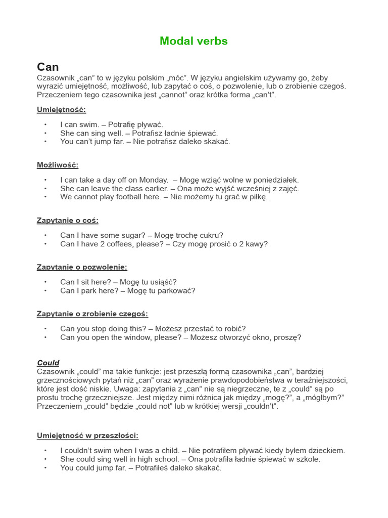 Modals and Past Modals Verbs | PDF