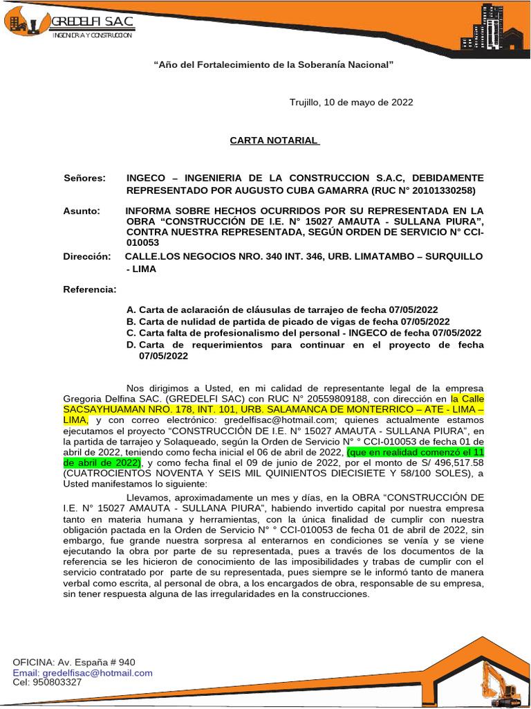Carta - Ingeco - Documento 1 | PDF
