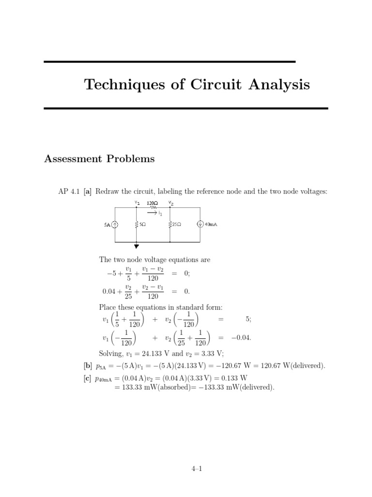 Chapter 4 Solutions - Electric Circuits, 12th Ed, Nilsson-Riedel | PDF | Electrical Network ...