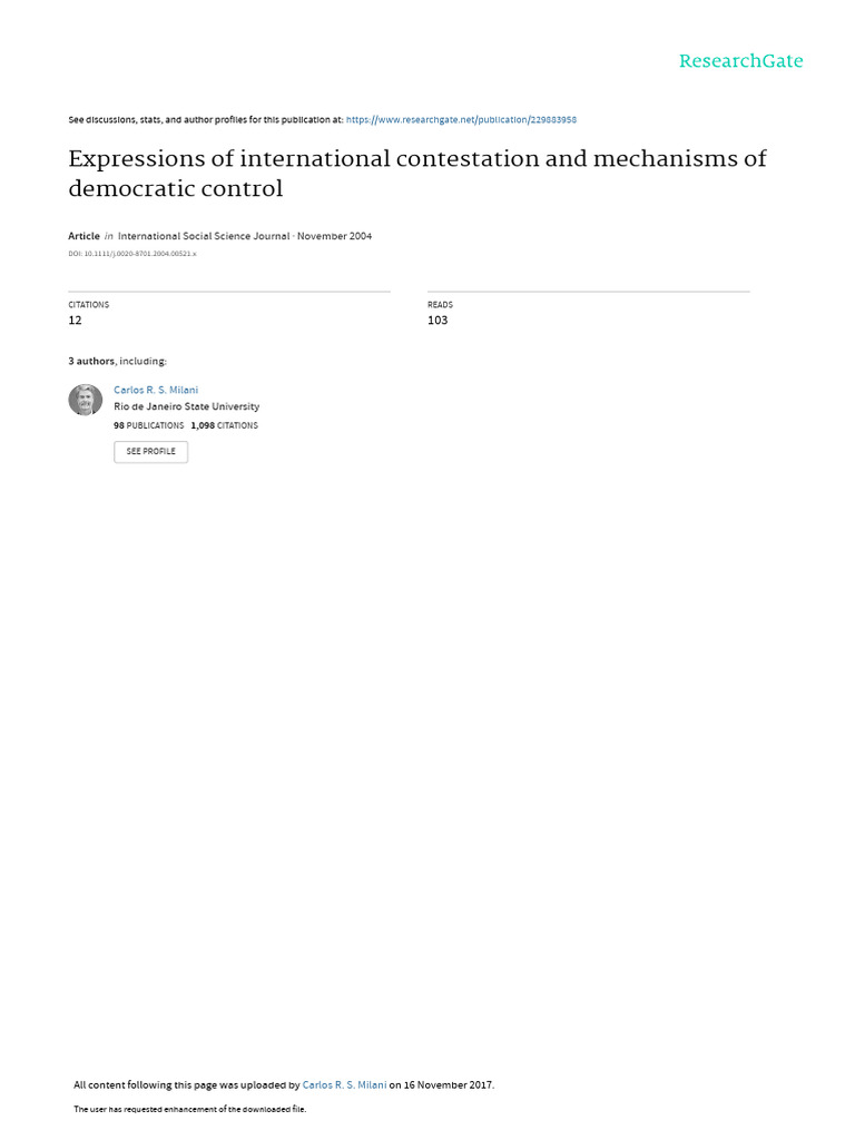 International Contestation and Democracy | PDF | Globalization ...