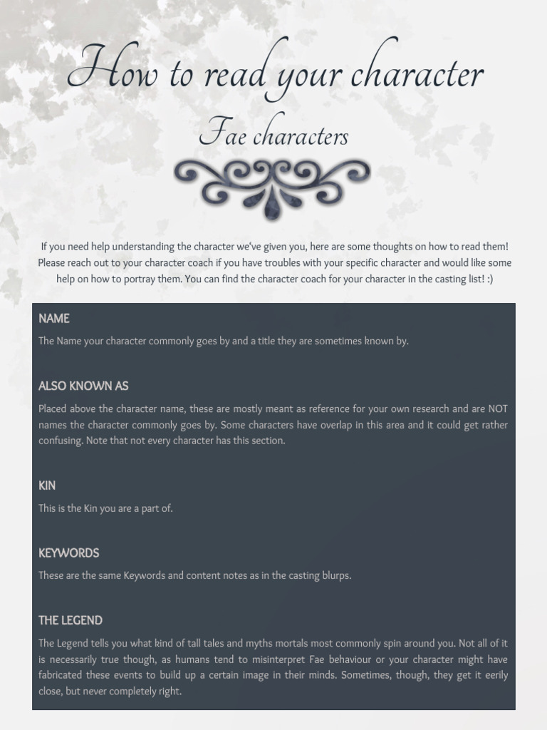 How To Read Your Character - Fae | PDF