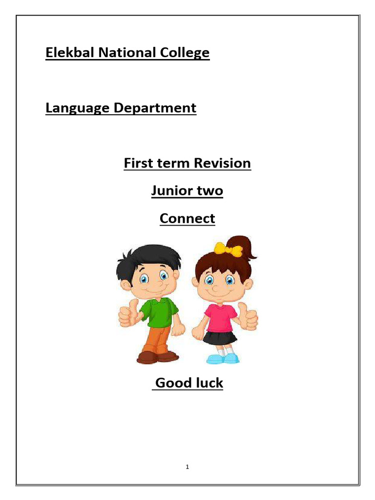 Revision Sheet Connect Junior Two | PDF