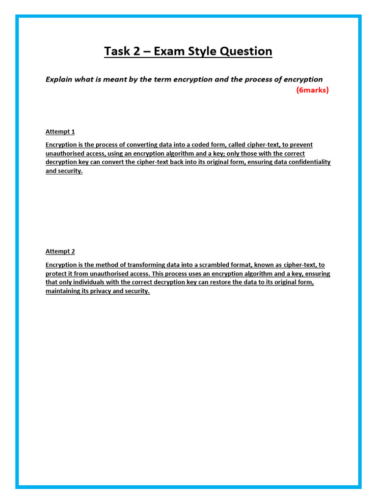 Task 2 - Exam Style Question (Sagnik) | PDF