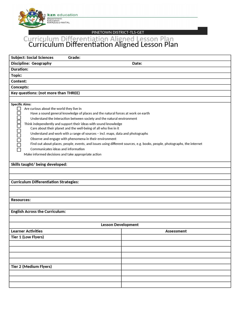 Geog Curr Diff Lesson Plan | PDF