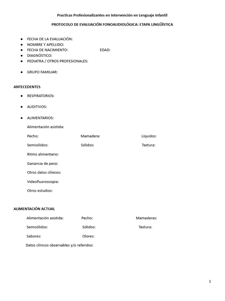 PROTOCOLO DE EVALUACI-N FONOAUDIOL-GICA Etapa Ling - Stica | PDF | Lingüística
