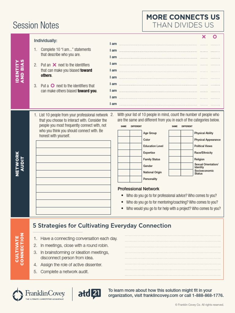 More Connects Us Than Divides Us Handout ATD 2021 | PDF | Gender ...