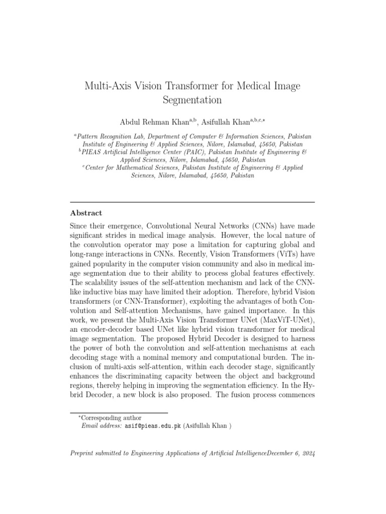 Multi-Axis Vision Transformer For Medical Image Segmentation | PDF | Image Segmentation ...