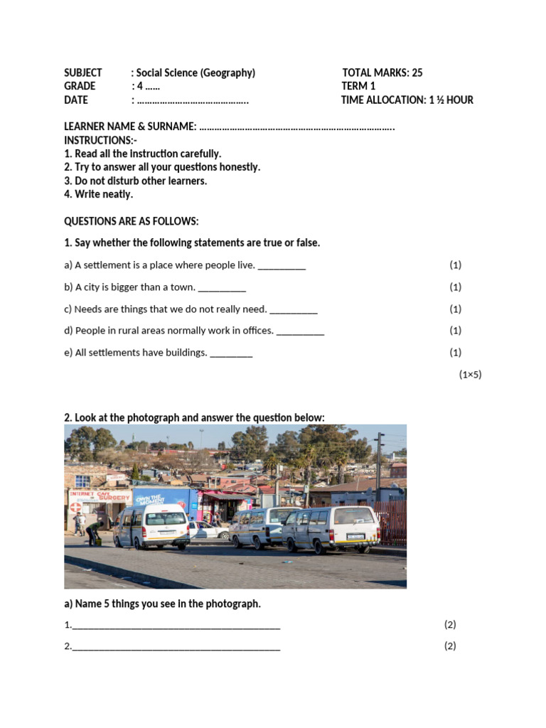 Geography Baseline Test | PDF