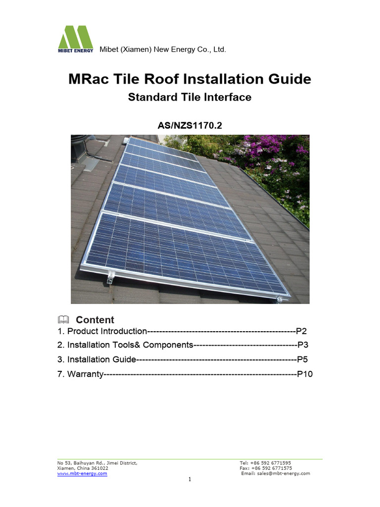 MRac Installation Guideline For Tile Roof Standard Tile Interface | PDF ...