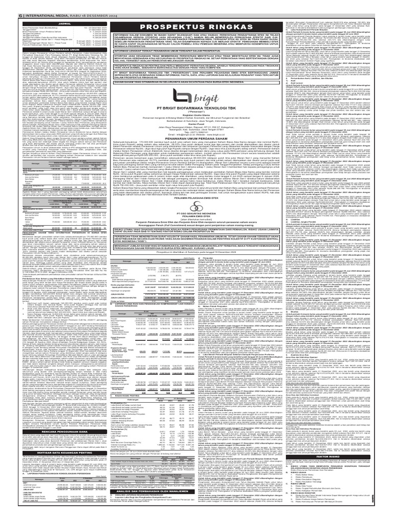 Brigit S - Prospektus Ringkas Koran 18 Des 2024 (Dragged) | PDF