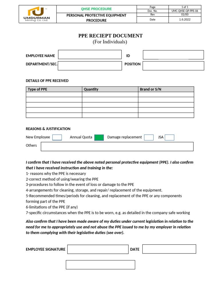Personal Protective Equipment Procedure | PDF