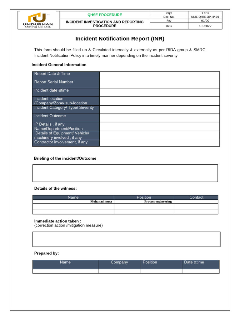 Incident Investigation Reporting Procedure | PDF | Traffic Collision ...