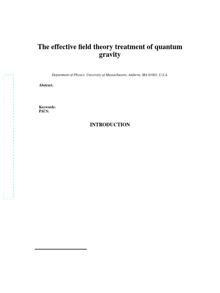 Effective Field Theory in Quantum Gravity | PDF | Quantum ...