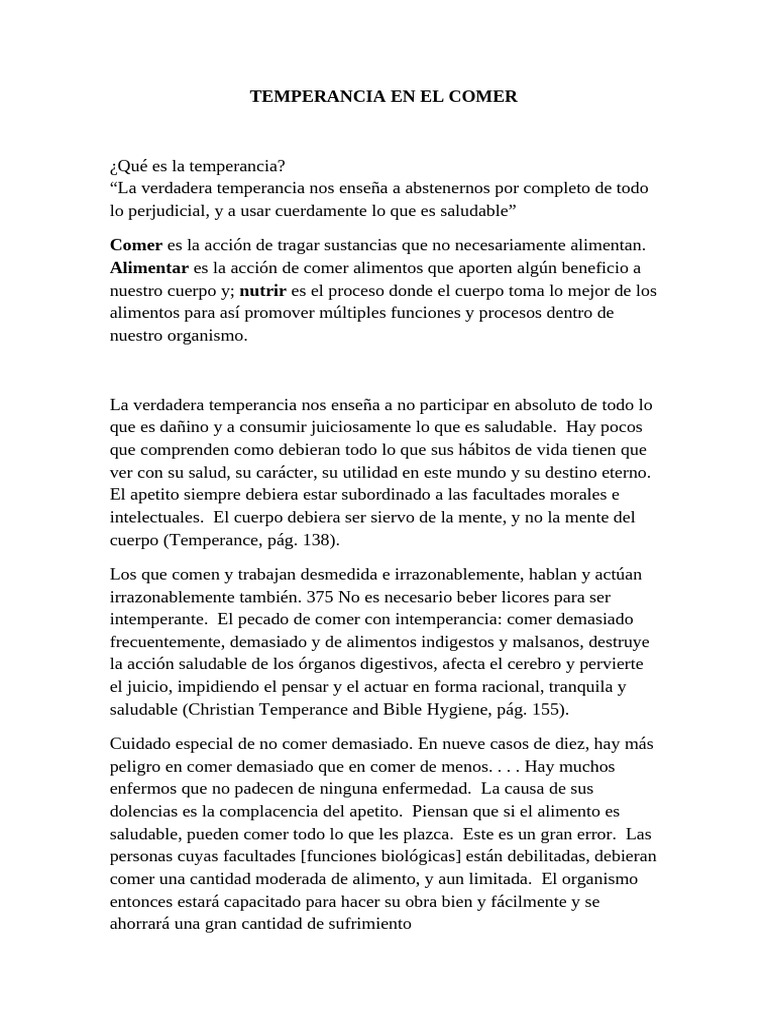 Temperancia en El Comer | PDF